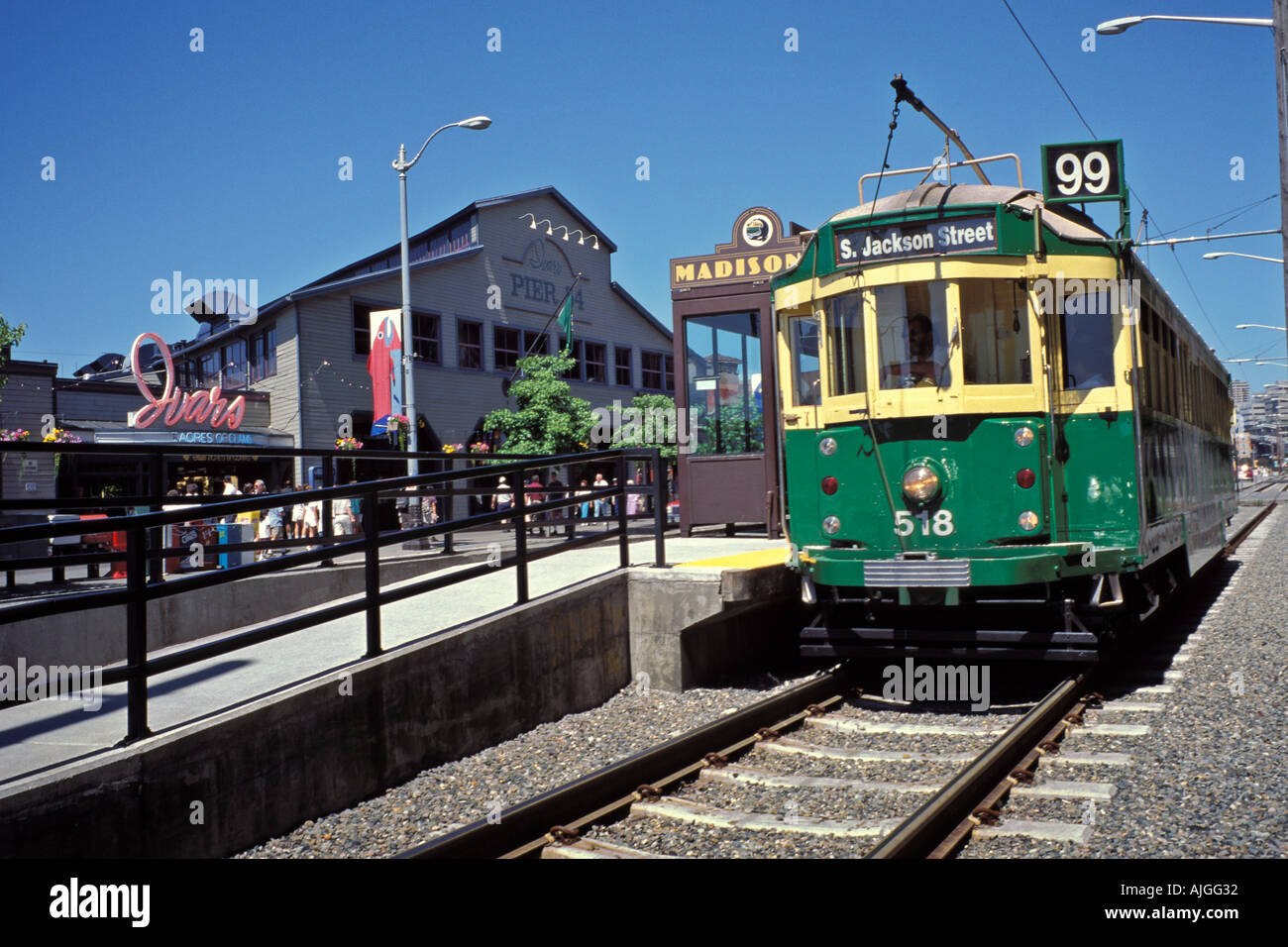 Waterfront Trolley On Alaskan Way Seattle Washington Waterfront Ivars ...