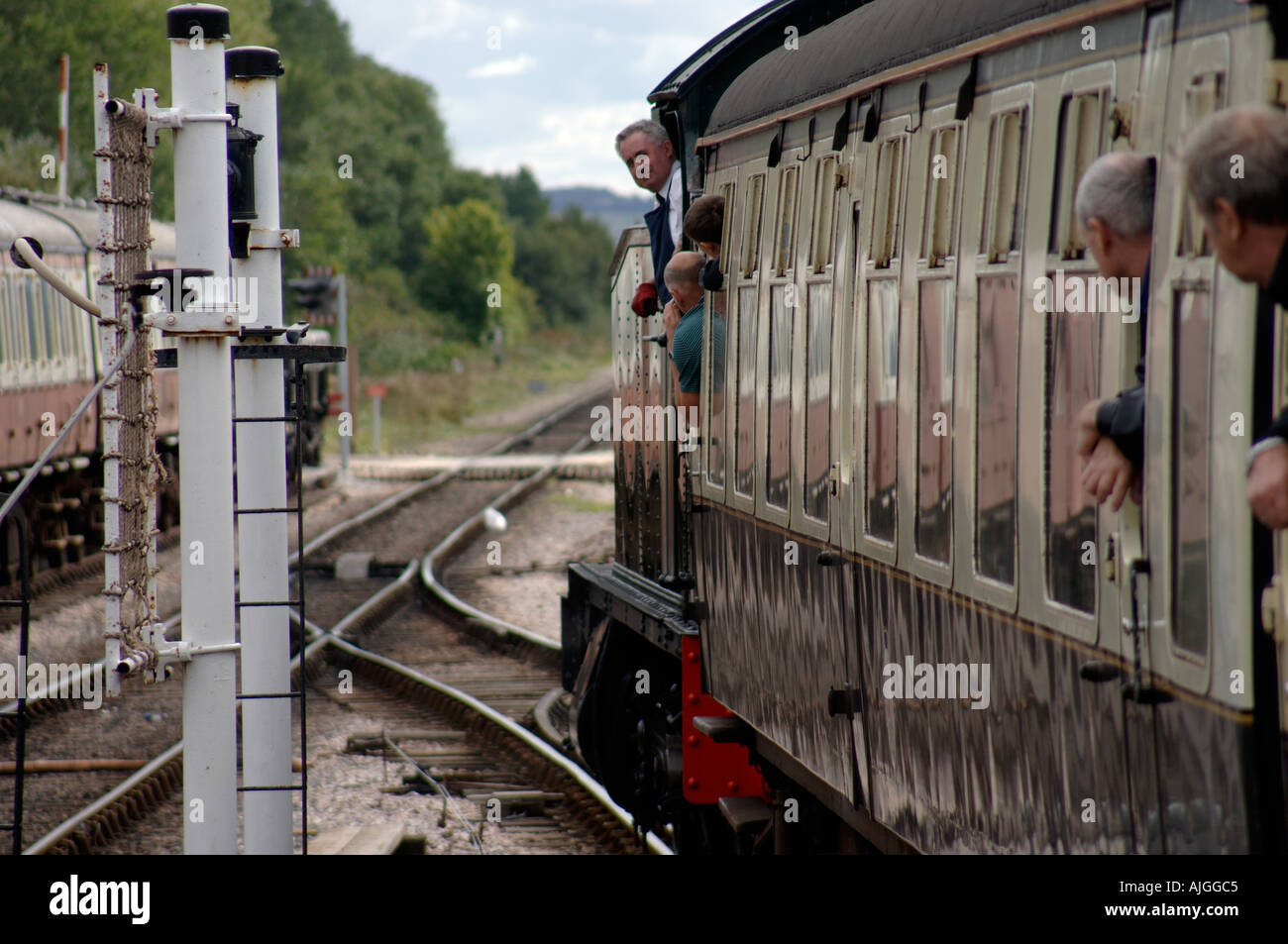 steam train approaching Minehead station on the west somerset railway ...