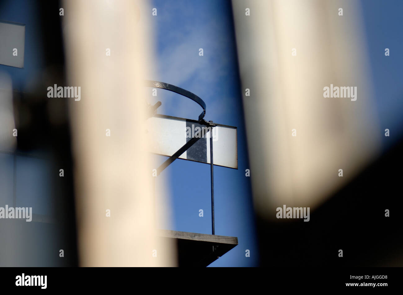 Semaphore signal seen through railway carriage window Stock Photo - Alamy