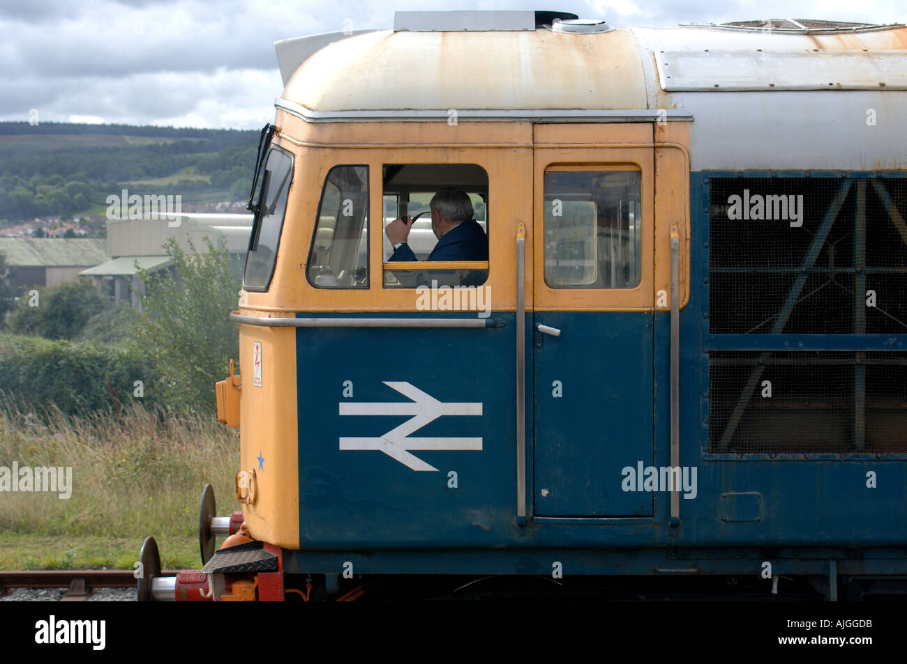 Diesel locomotive driver on the west somerset railway, England Stock ...