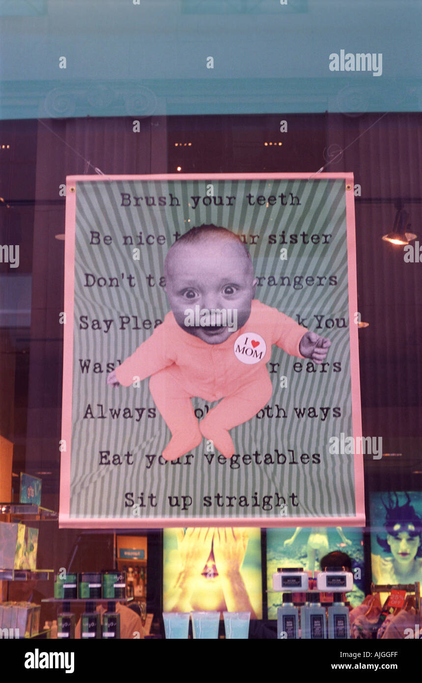 Baby poster in a store window in New York USA Stock Photo - Alamy