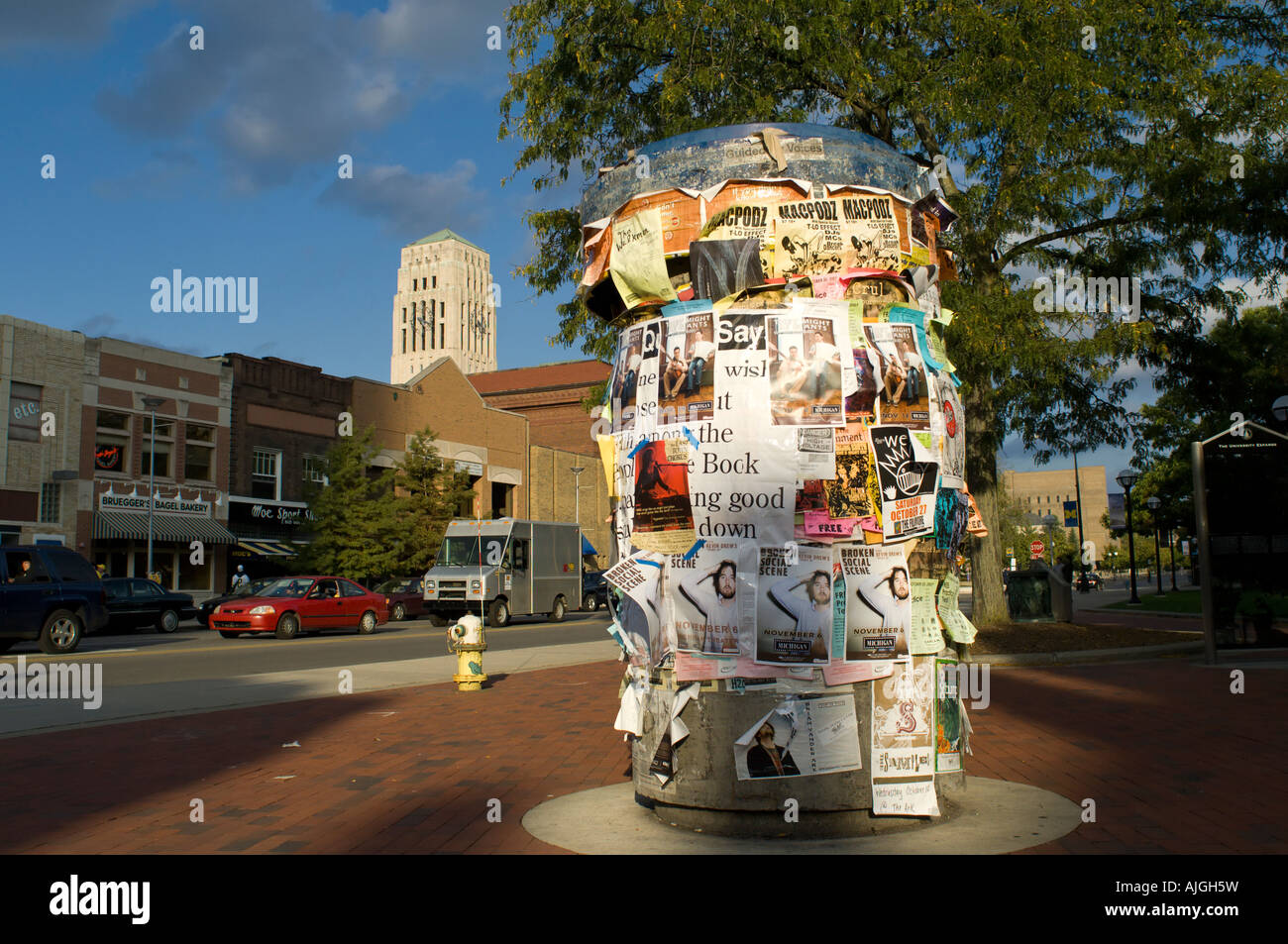 Kiosk with many notices and advertisements posted in Ann Arbor Michigan ...