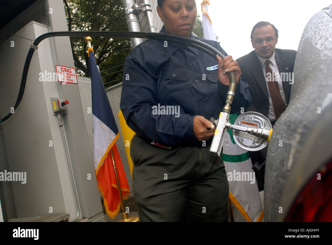 A Compressed Natural Gas powered Honda at a fueling station in Central ...