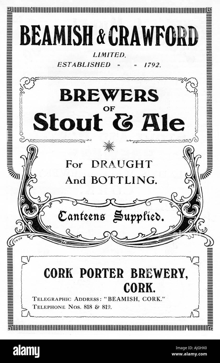 Beamish Stout 1919 advert for the famous Cork brewers Stock Photo - Alamy