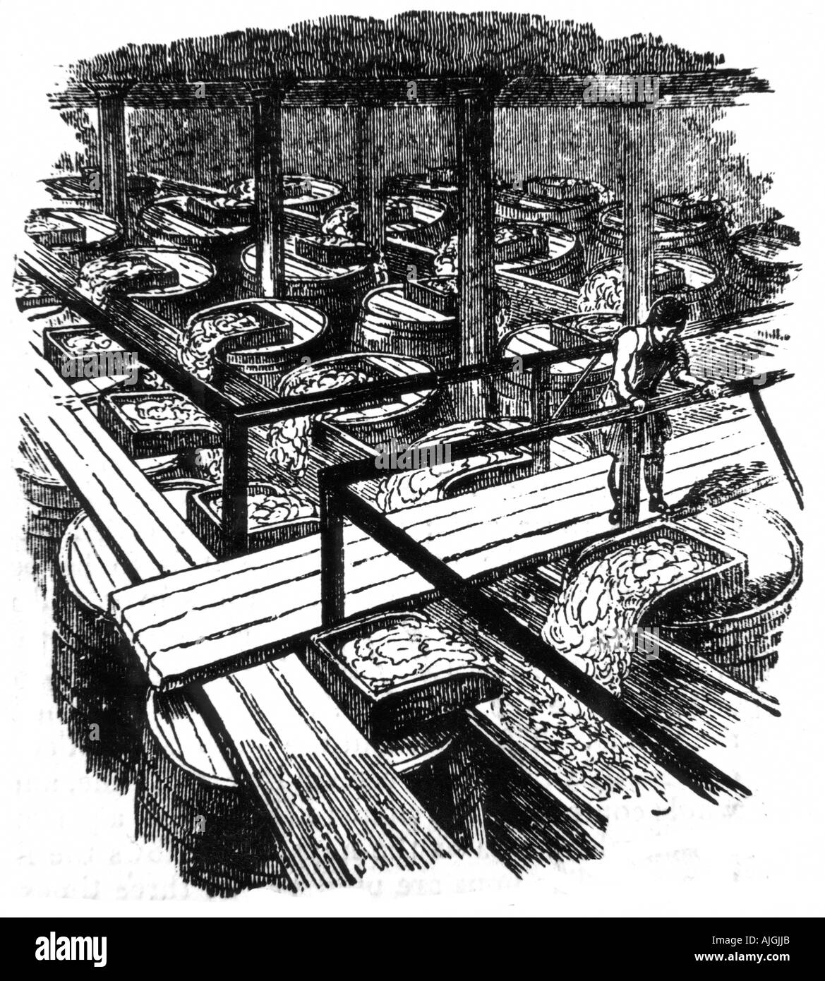 Brewery, 1858 engraving of a scene from the inside of a large Victorian ...