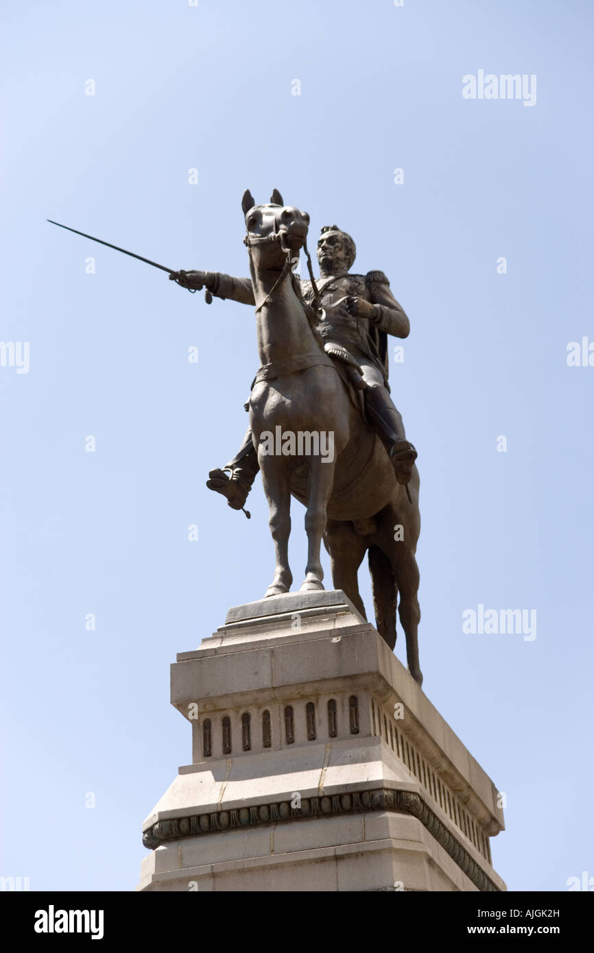 Statue of Simon de Bolivar on the Prado, the Avenue Mariscal Santa Cruz ...
