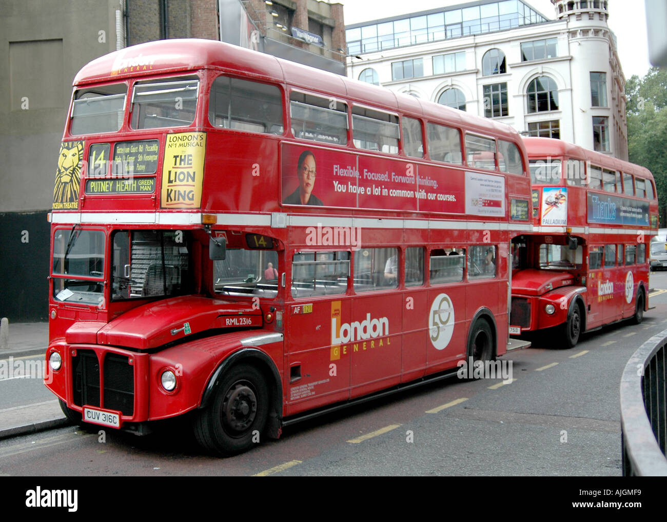 London Routemaster RML buses at Centre Point London Stock Photo - Alamy