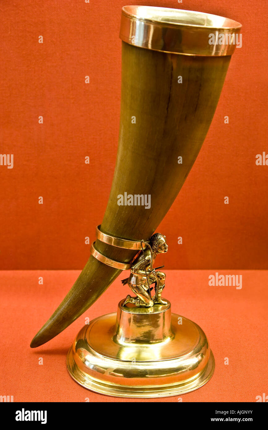 Horn lined with gilded silver Stock Photo - Alamy