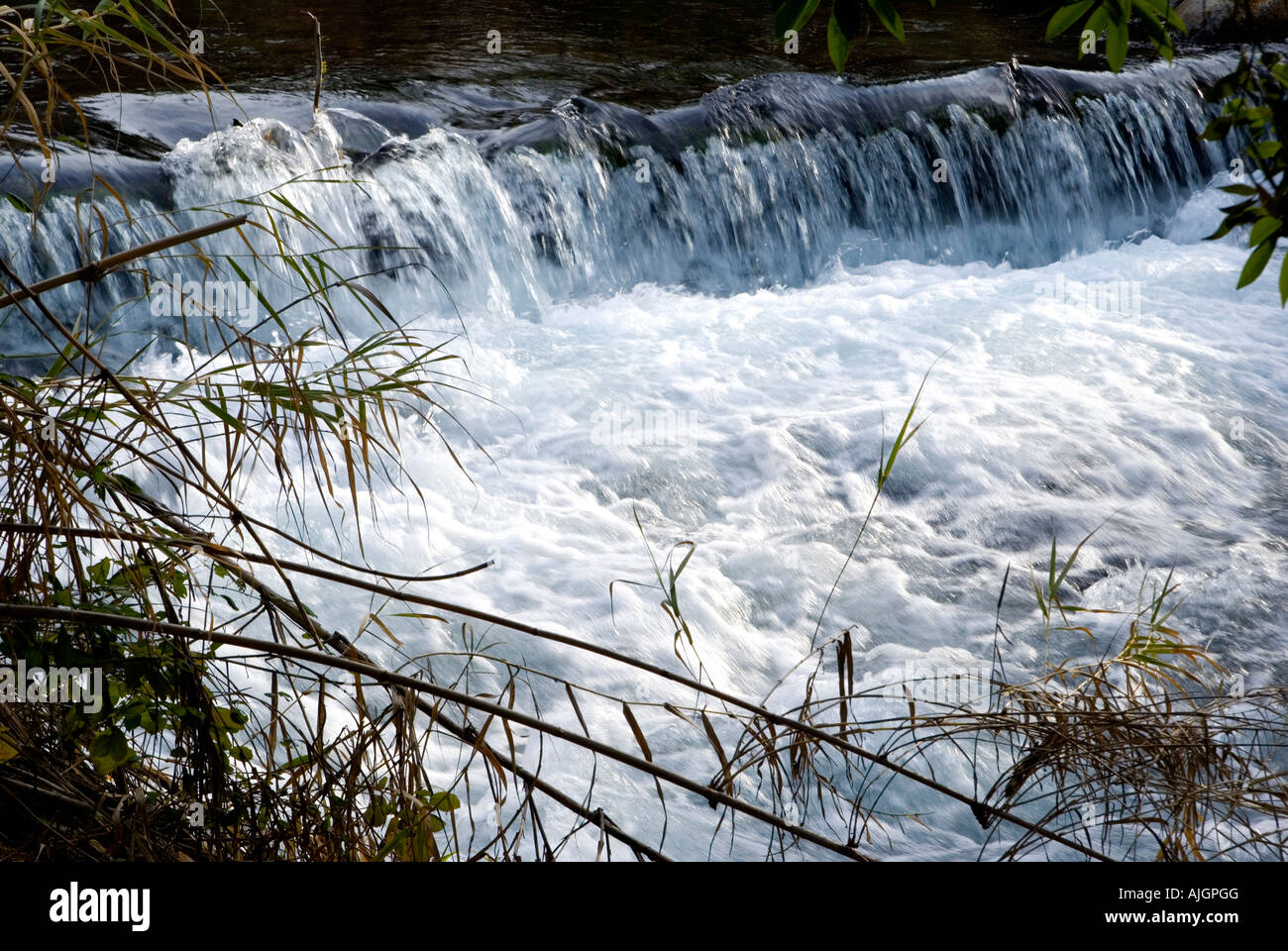 Israel Golan Heights a flowing waterfall Stock Photo - Alamy