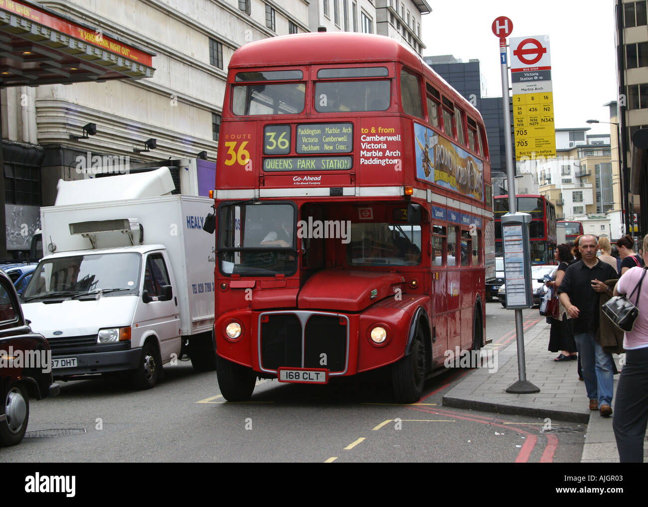 London Routemaster bus at Victoria Station on Route 36 -2 Stock Photo ...