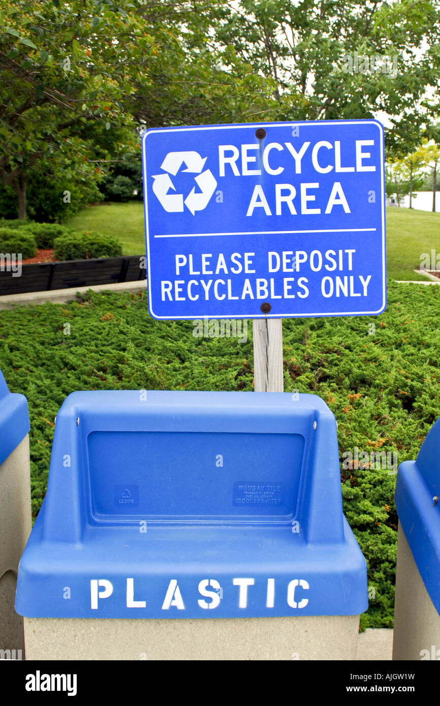 Plastic Glass and Aluminum Recycle area at an Interstate Service Plaza ...