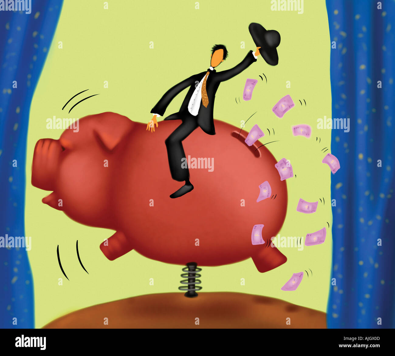 Illustration businessman riding piggy hi-res stock photography and ...