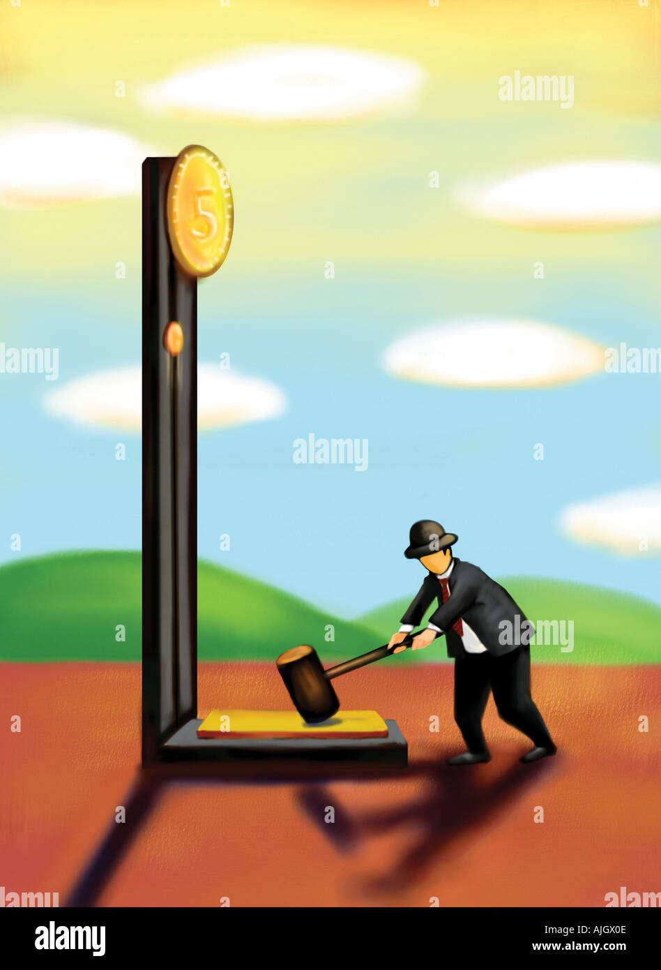Side profile of a man hitting a hammer Stock Photo - Alamy