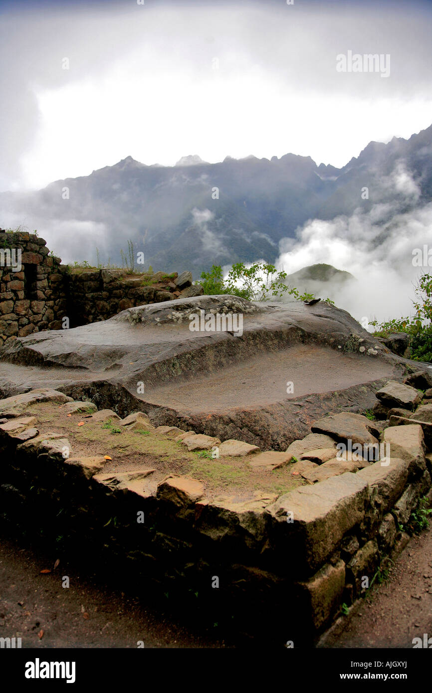 Ceremonial Stone ruin on the 4 day Inca Trail trek approaching UNESCO ...