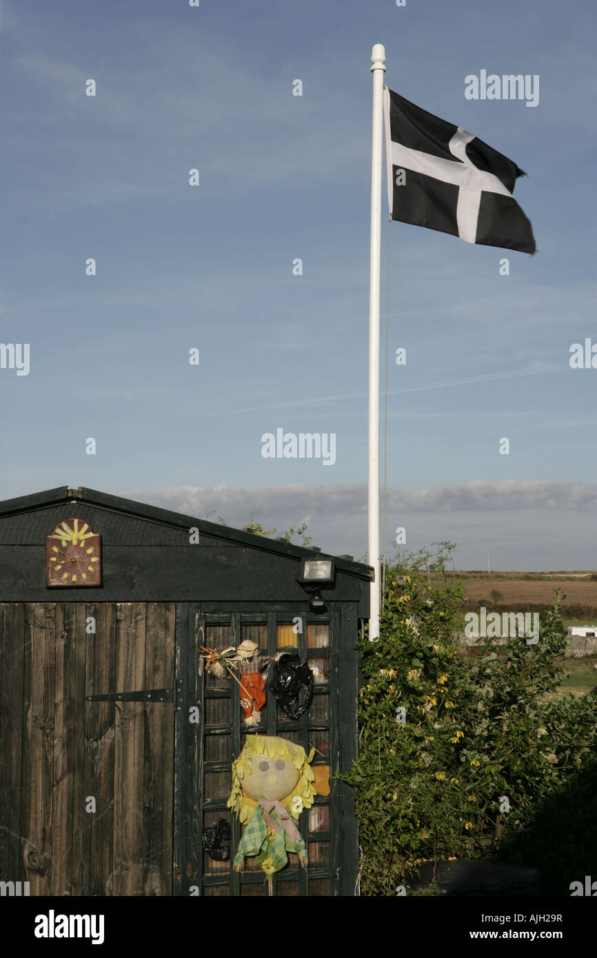 Cornish Flag on the coast near Rame Stock Photo - Alamy