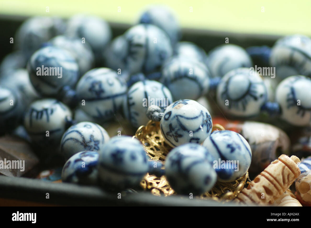 Glazed blue beads Stock Photo - Alamy