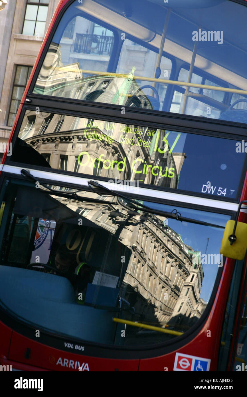reflections in bus windscreen on Regent Street in London Stock Photo ...