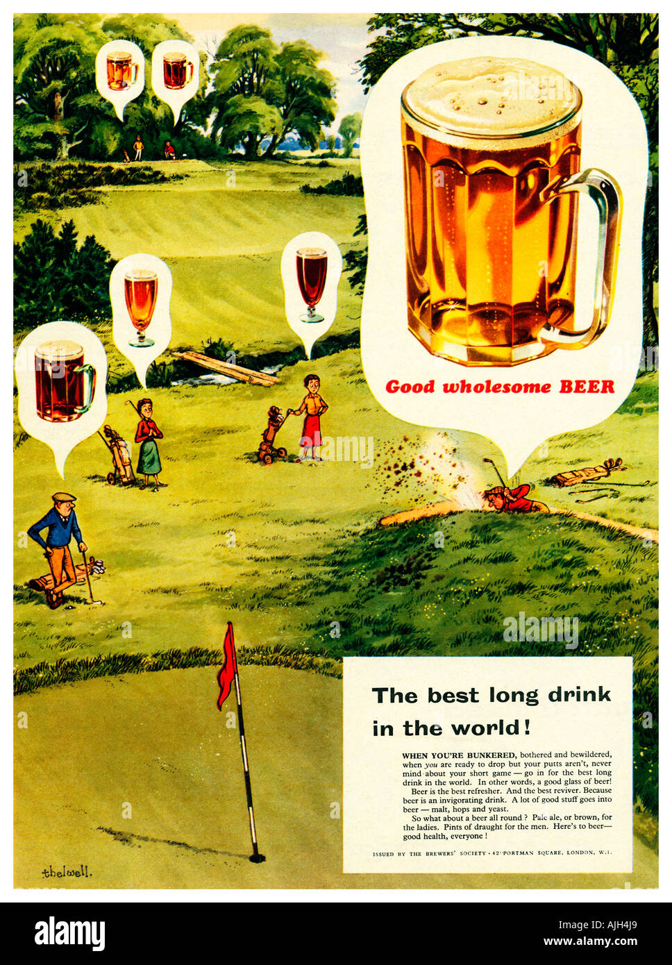 Beer On The Course 1950s advert extolling the virtues and healthful ...