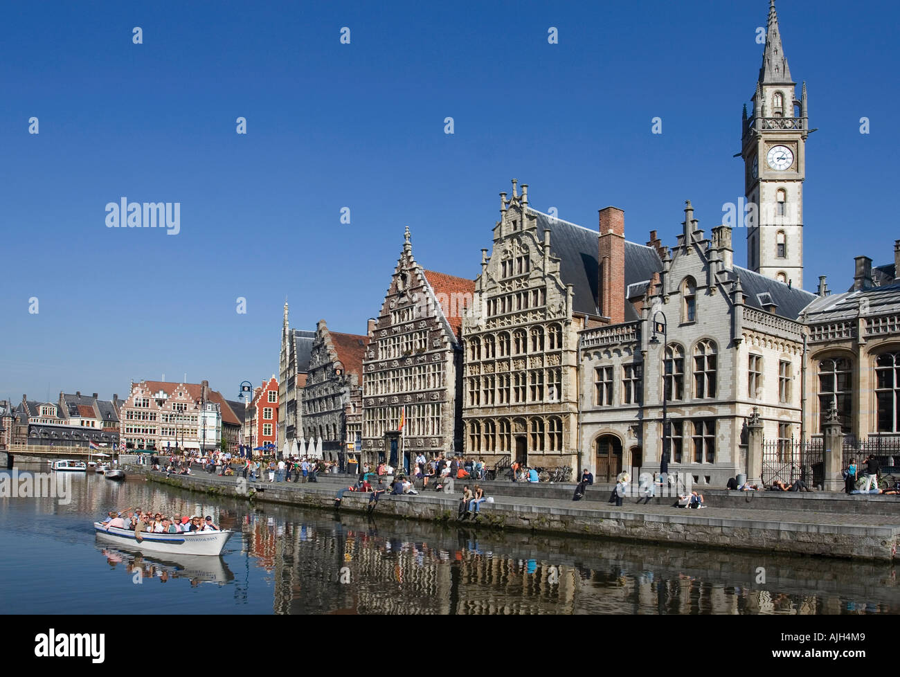 The old town of Ghent and the river Lys Stock Photo - Alamy