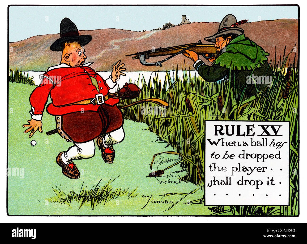 Chas Crombies Rules of Golf XV of the 1905 Perrier series When a ball ...