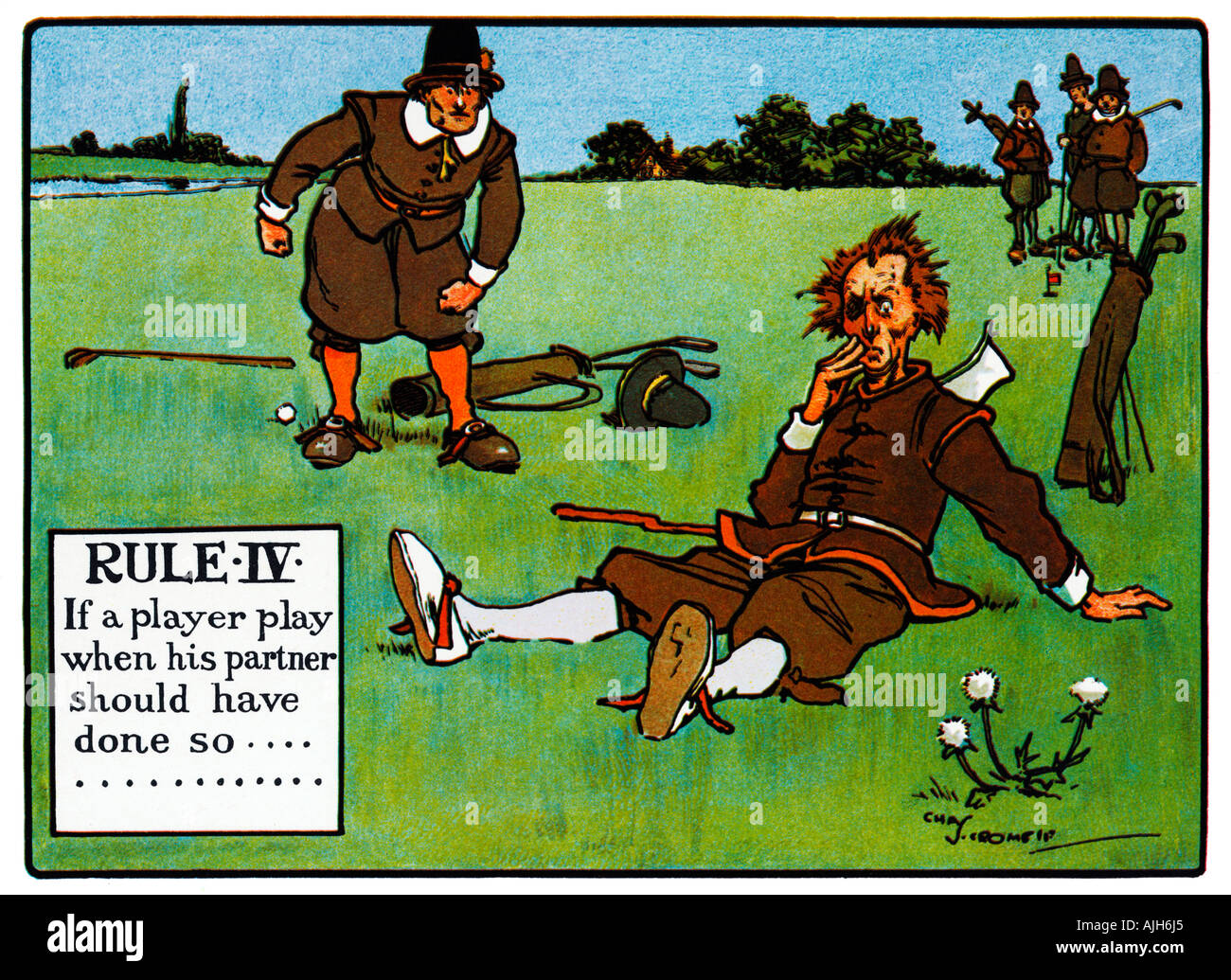 Chas Crombies Rules of Golf IV of the 1905 Perrier series If a player ...