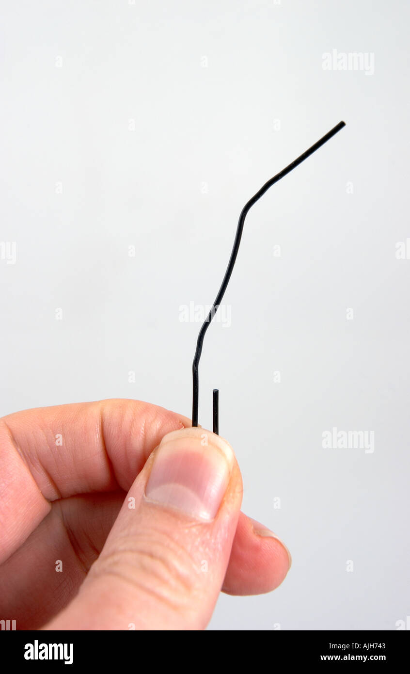 hand holding a bent paperclip Stock Photo - Alamy