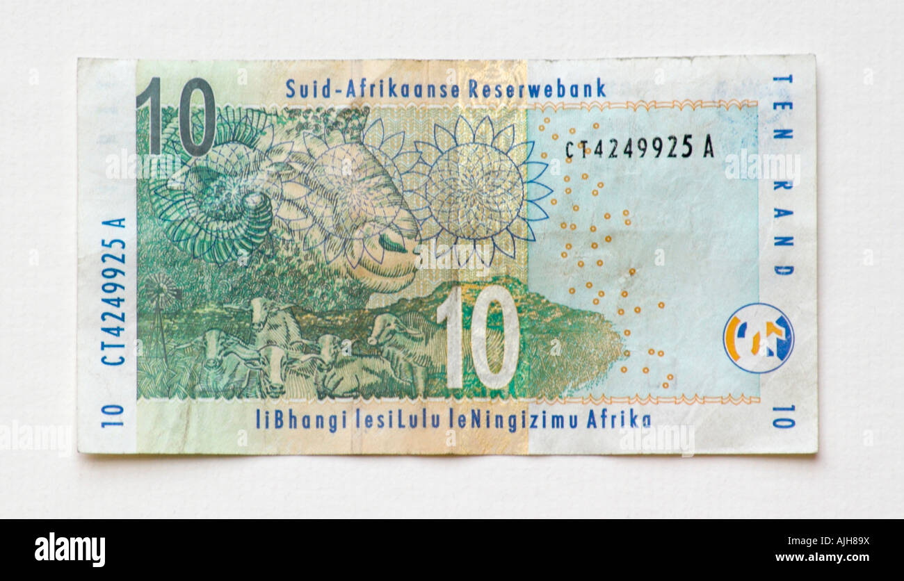 South Africa 10 Rand Bank Note Stock Photo - Alamy