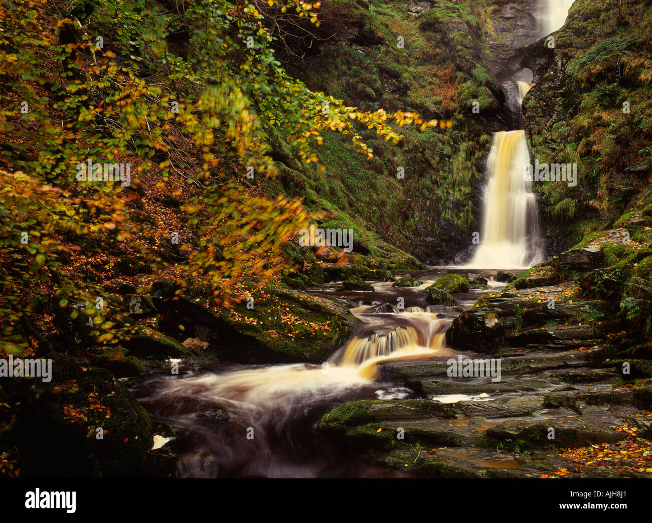 Waterfall in Berwyn Mountains at Pistyll Rhaeadr, Nr Llanrhaeadr-ym ...