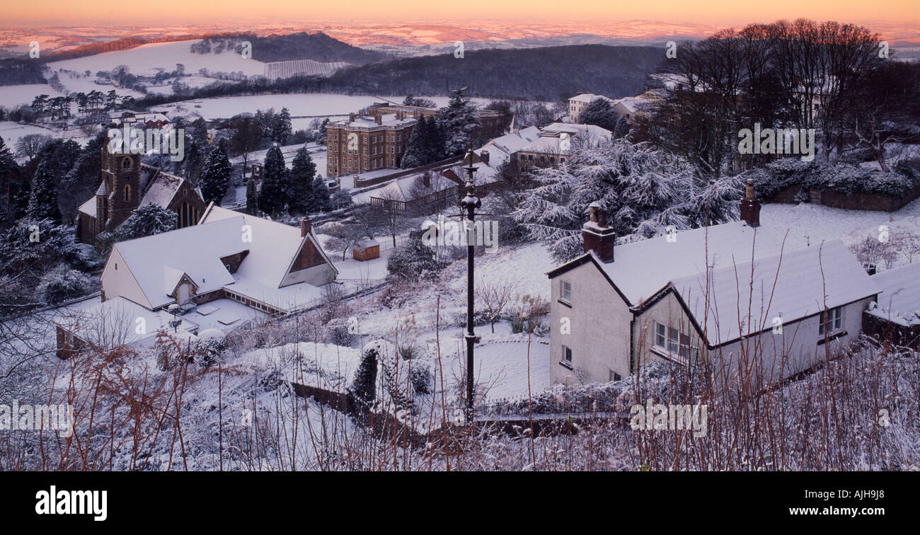 Snow over the Malvern Hills, West Malvern ,Worcestershire, England ...