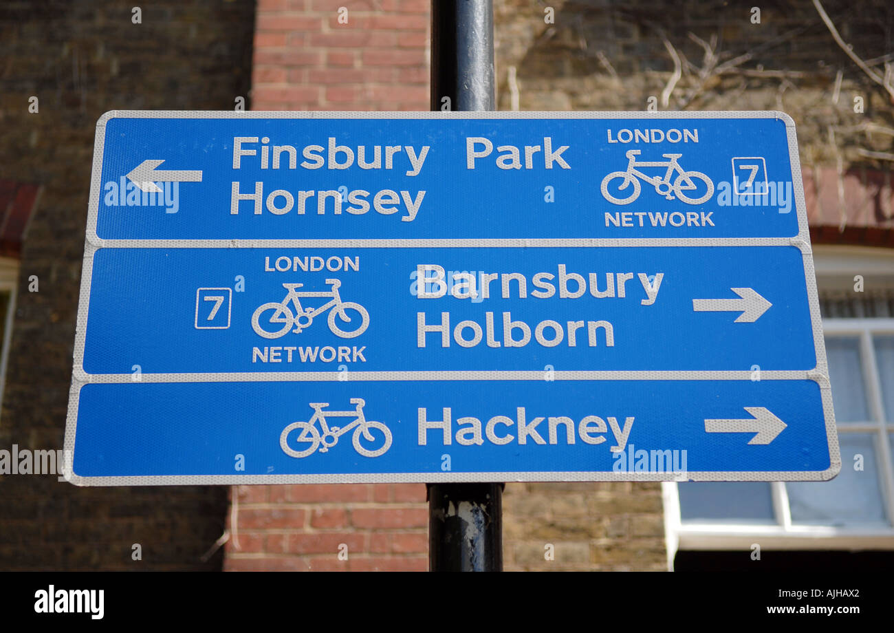 Street sign for cyclists in London Stock Photo - Alamy