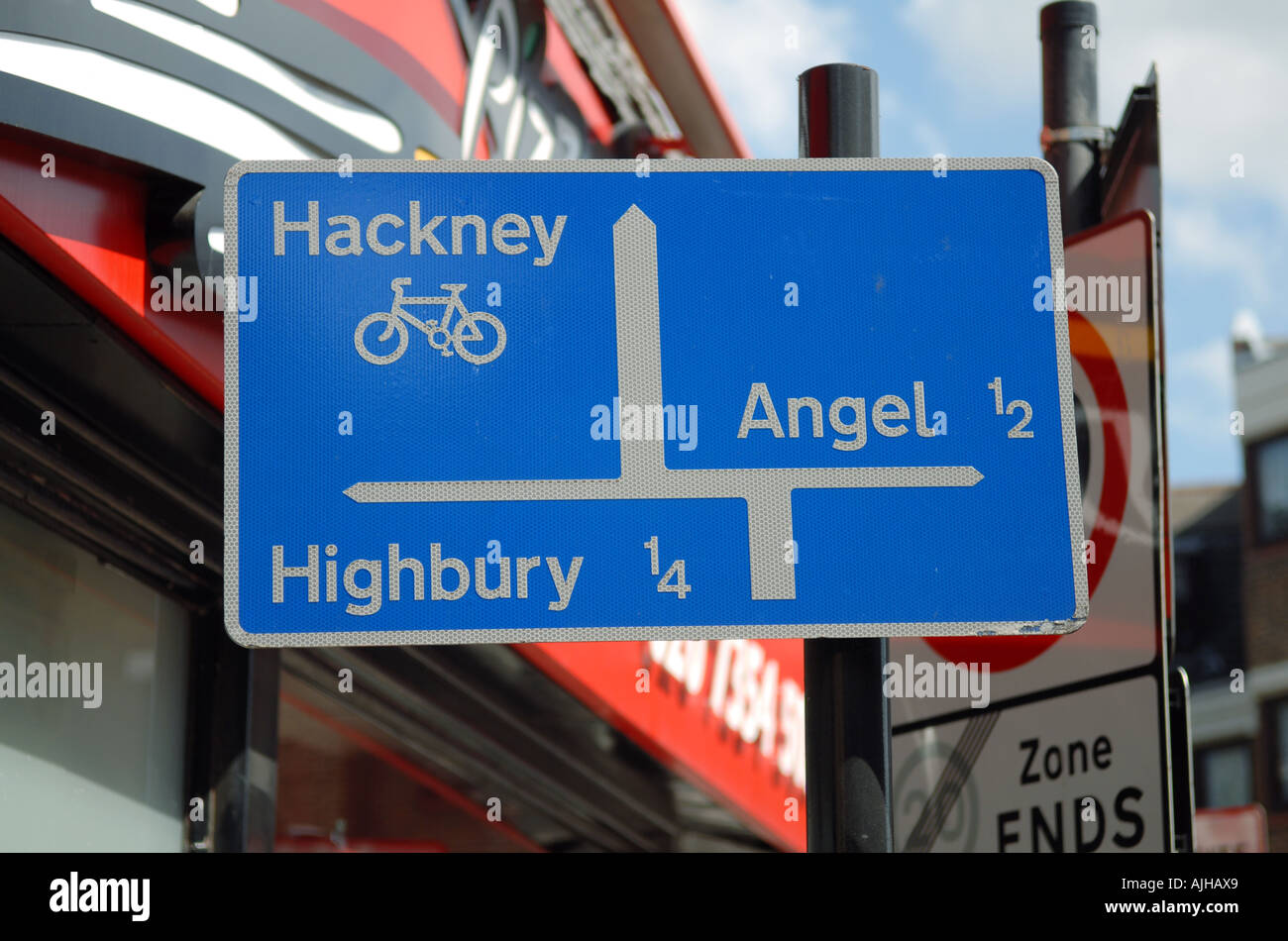 Street sign for cyclists in London Stock Photo - Alamy