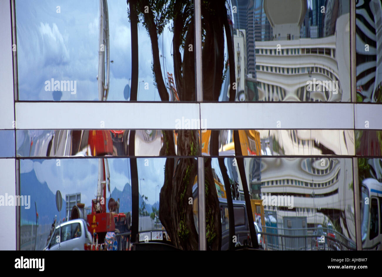 Reflections upon glass windows Hong Kong Stock Photo - Alamy