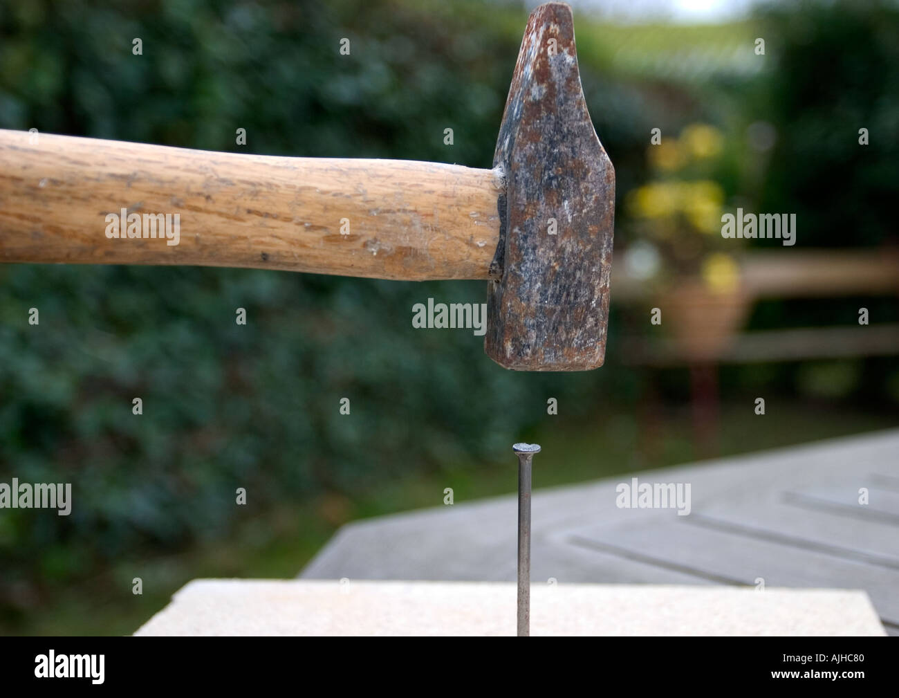 movement of a hamer on a nail Stock Photo - Alamy