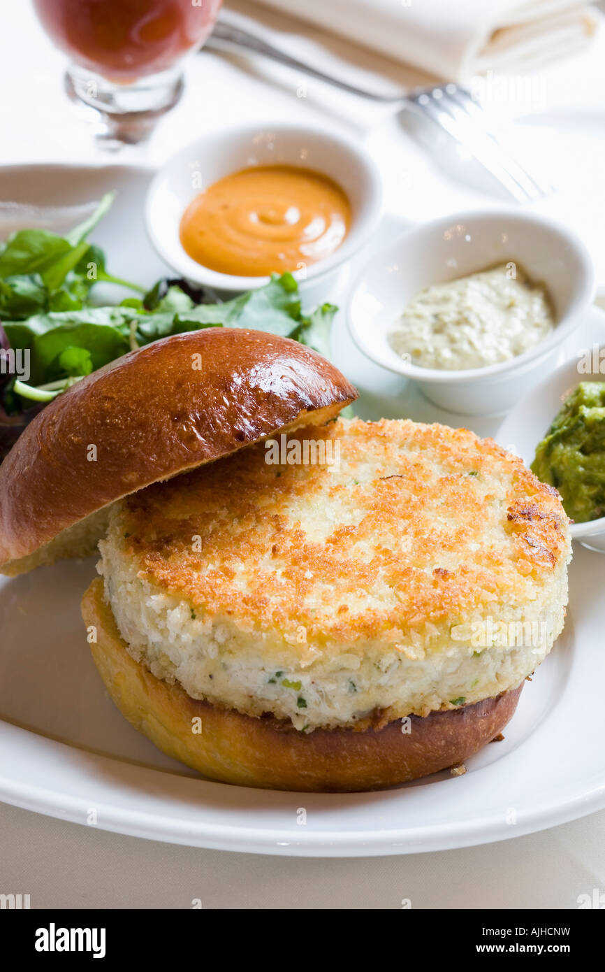 Close-up of burger served on plate Stock Photo - Alamy