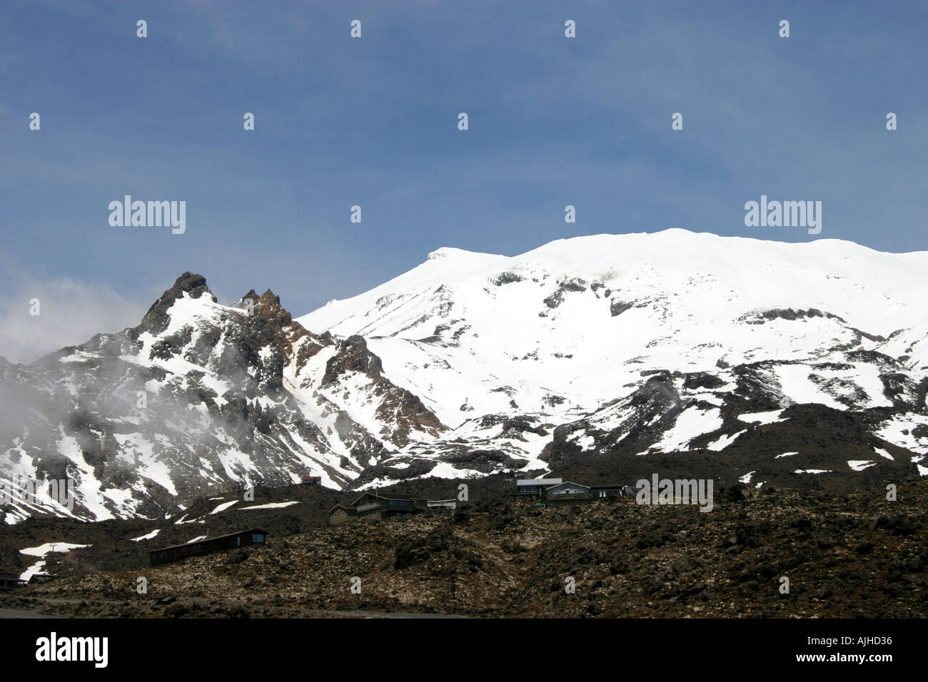 The Pinnacles at The Bruce Mt Ruapehu with houses built on volcanic ...