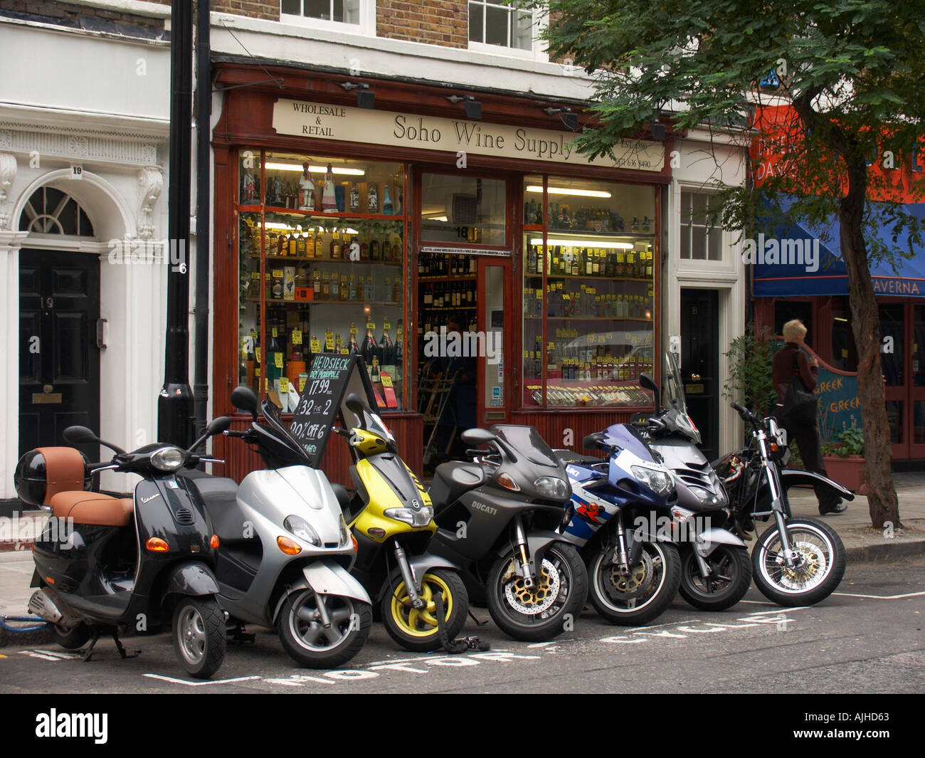 Motorcycles and scooters Soho London Great Britain Stock Photo - Alamy