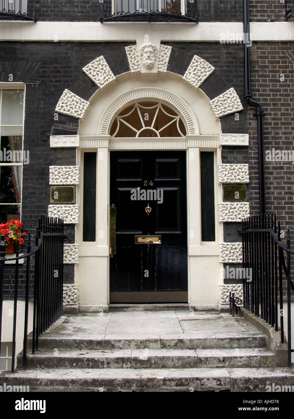 Entry door of row house in Bedford Square Borough of Holborn London ...