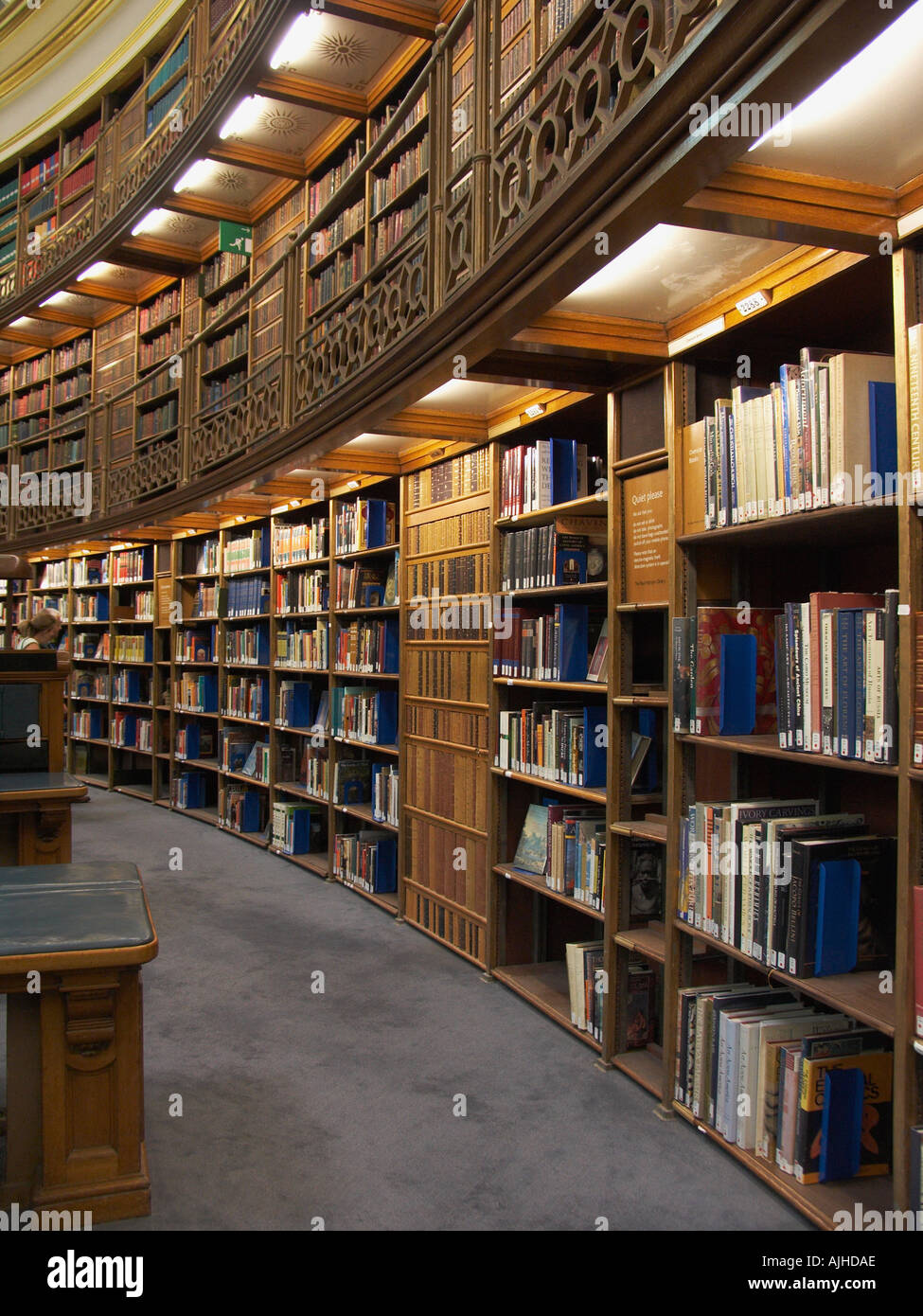 Books on shelves in the Reading Room at the British Museum London ...
