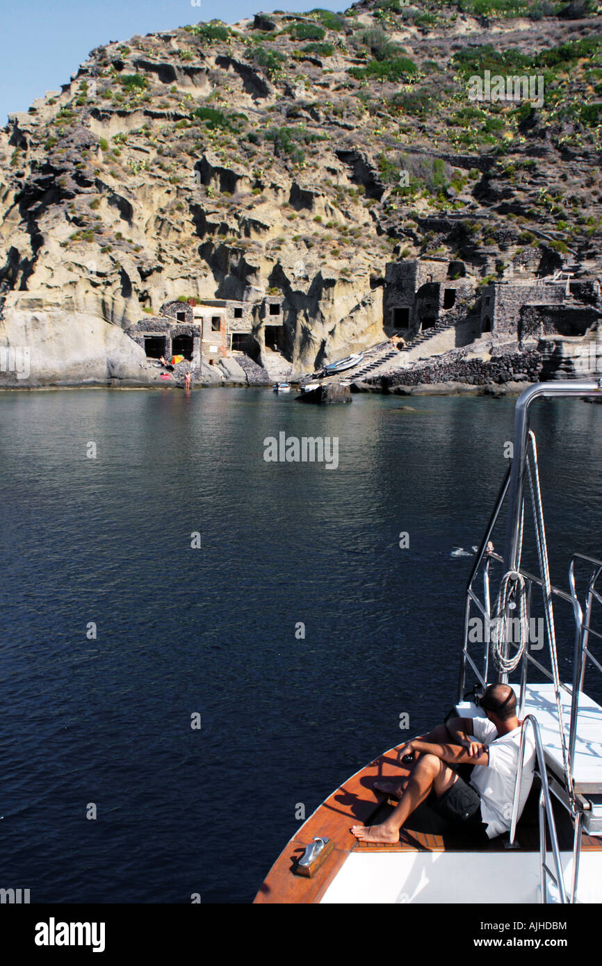 The rocky beach at Pollara on the island of Salina in the Aeolian ...