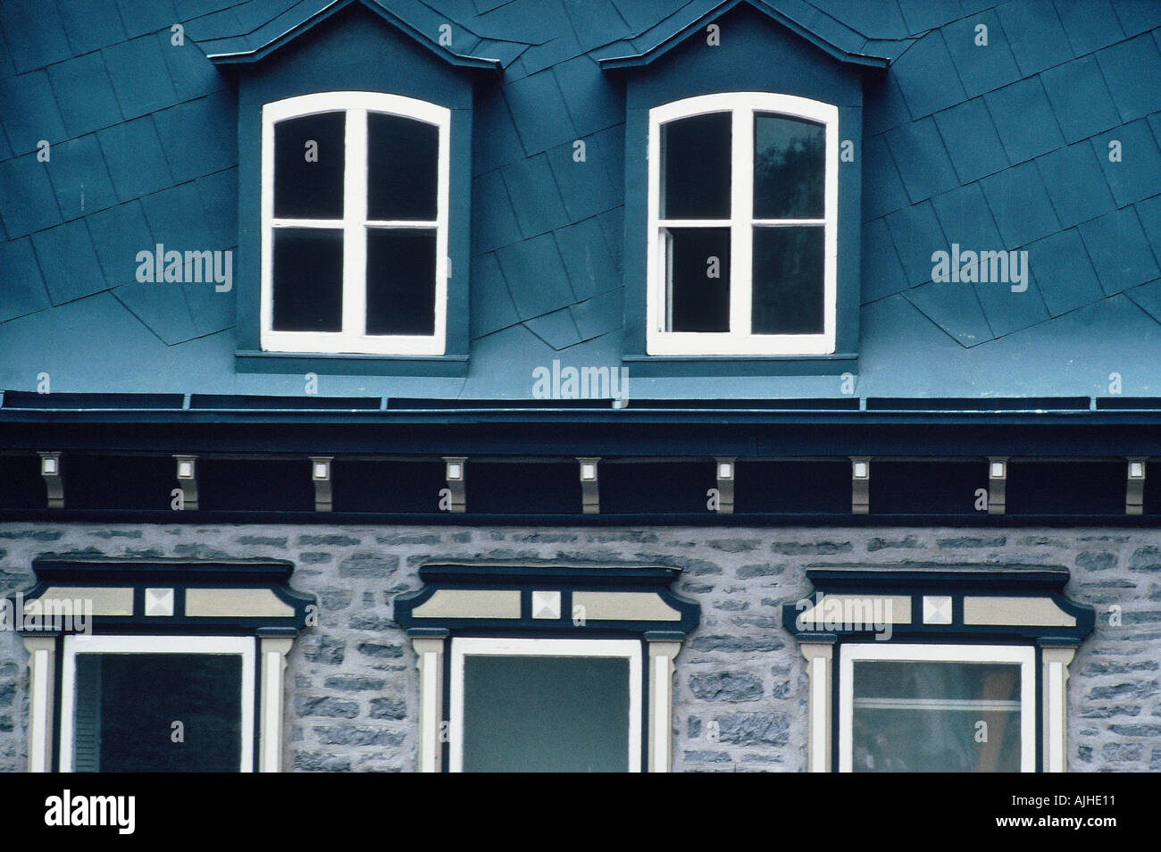 Roof and windows Quebec City Quebec Canada Stock Photo - Alamy