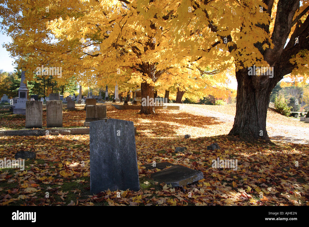 Prospect Cemetery in Epping, New Hampshire USA during the autumn months ...