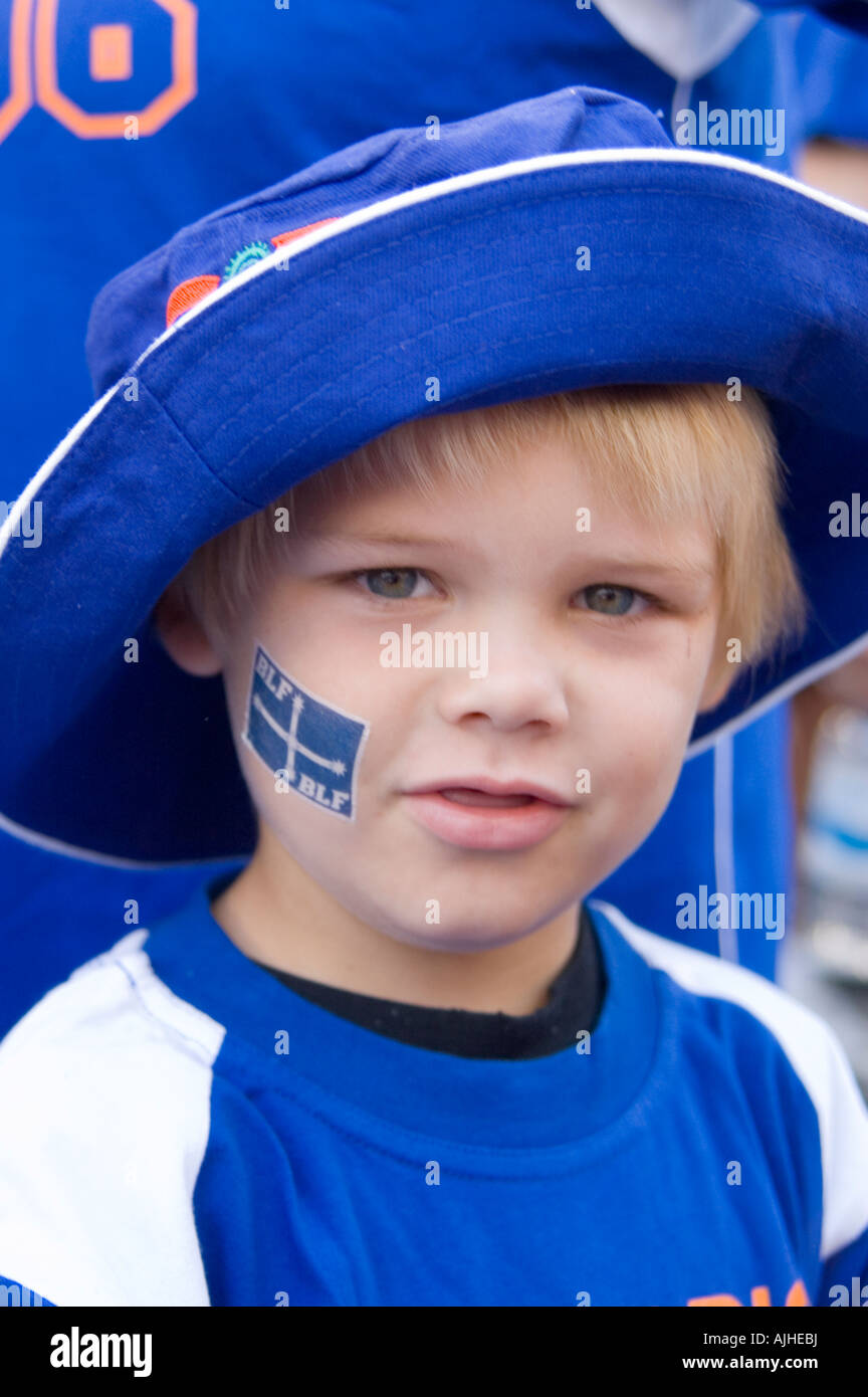 child with eureka flag tattoo on cheek Stock Photo - Alamy