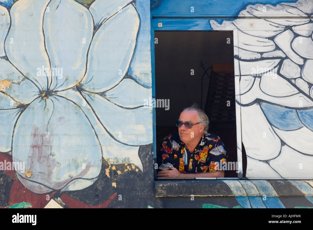 Old man looking out window Stock Photo - Alamy
