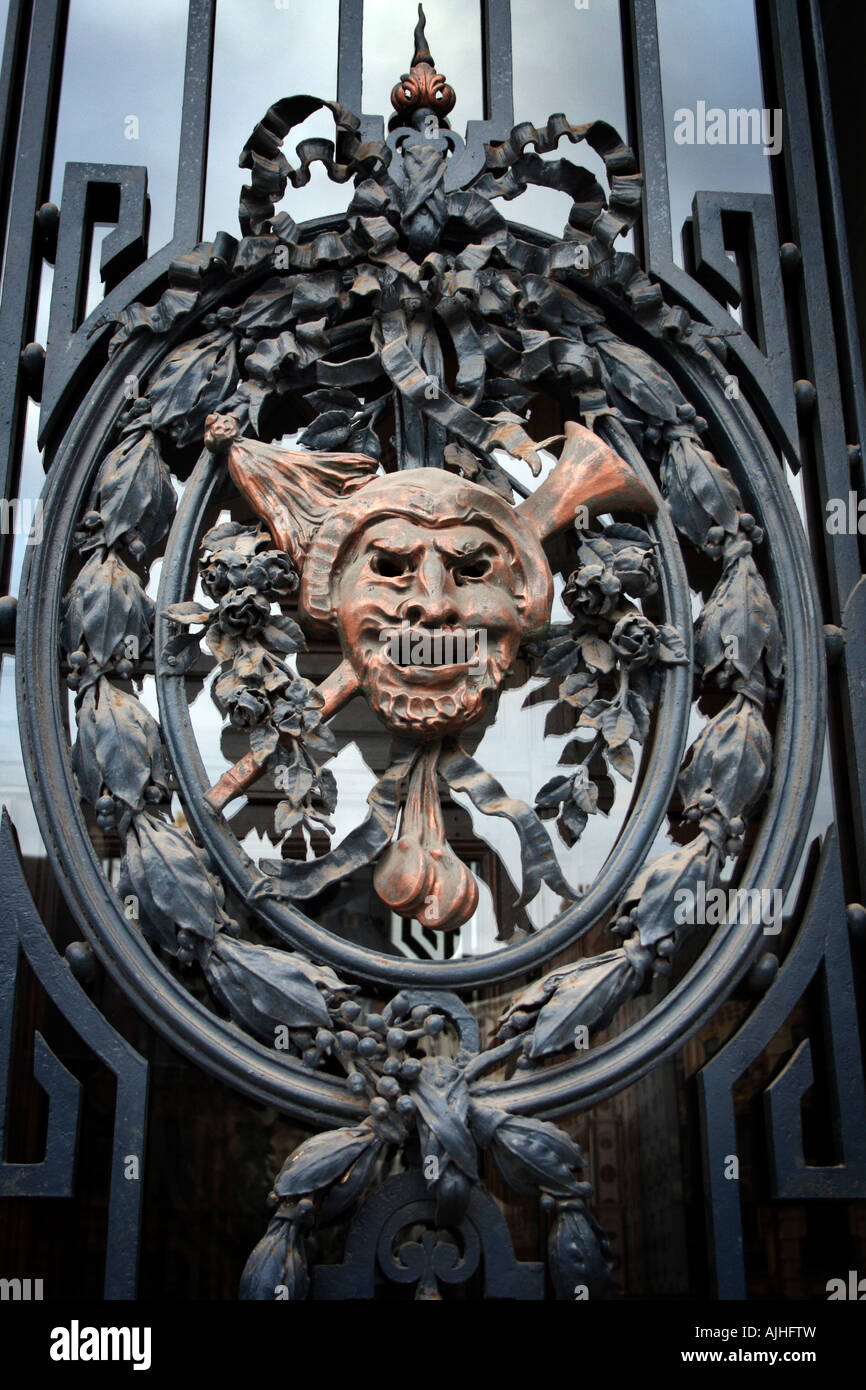 Metal gate with scary face, Lille, France, 2007 Stock Photo - Alamy