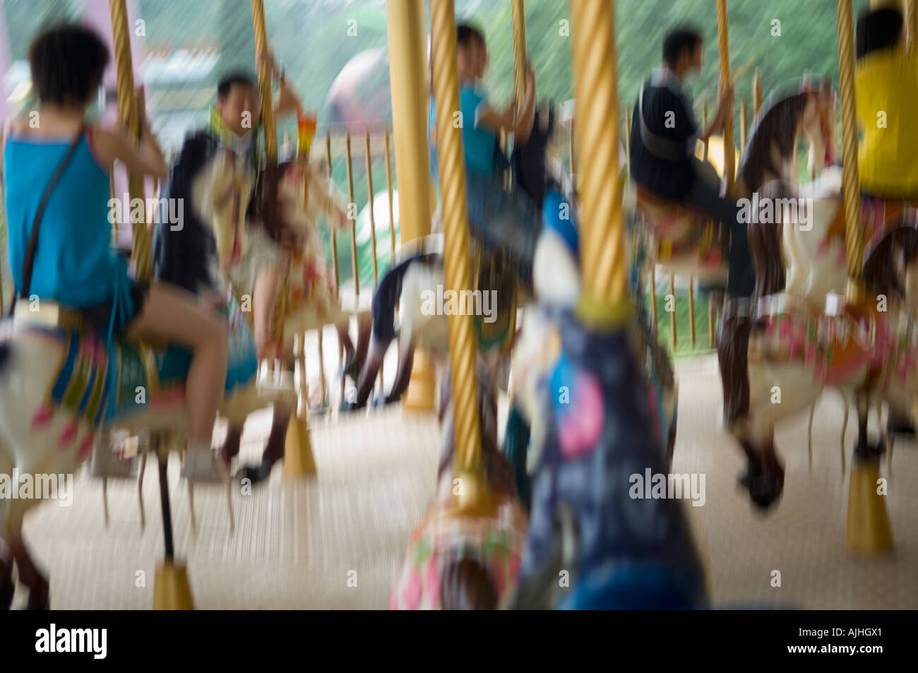 People on Carousel Rides in Shijingshan Park Beijing China Stock Photo ...