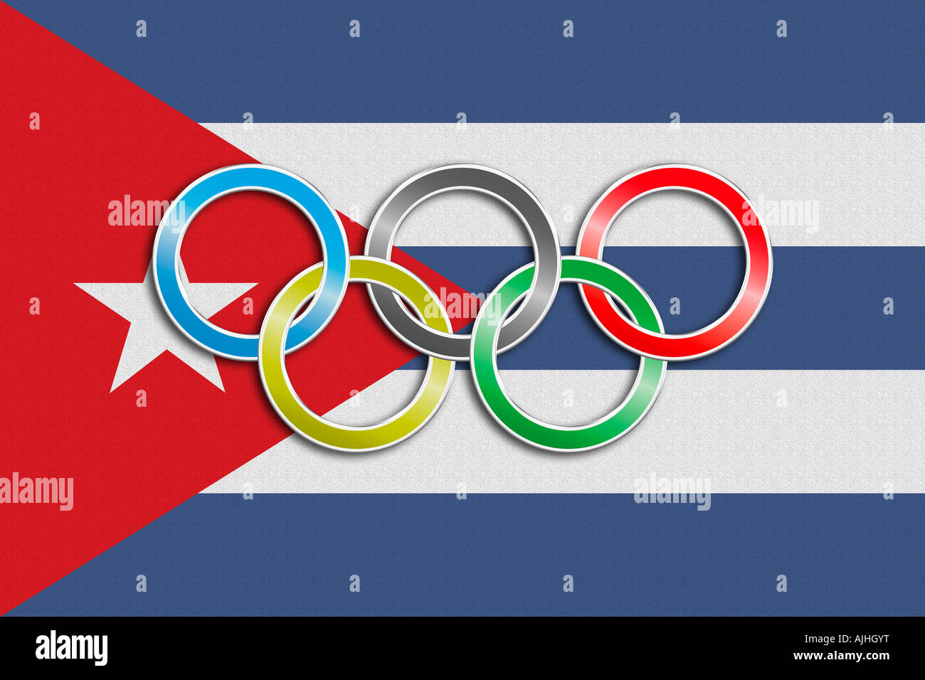 Flag of Cuba with olympic symbol Stock Photo - Alamy