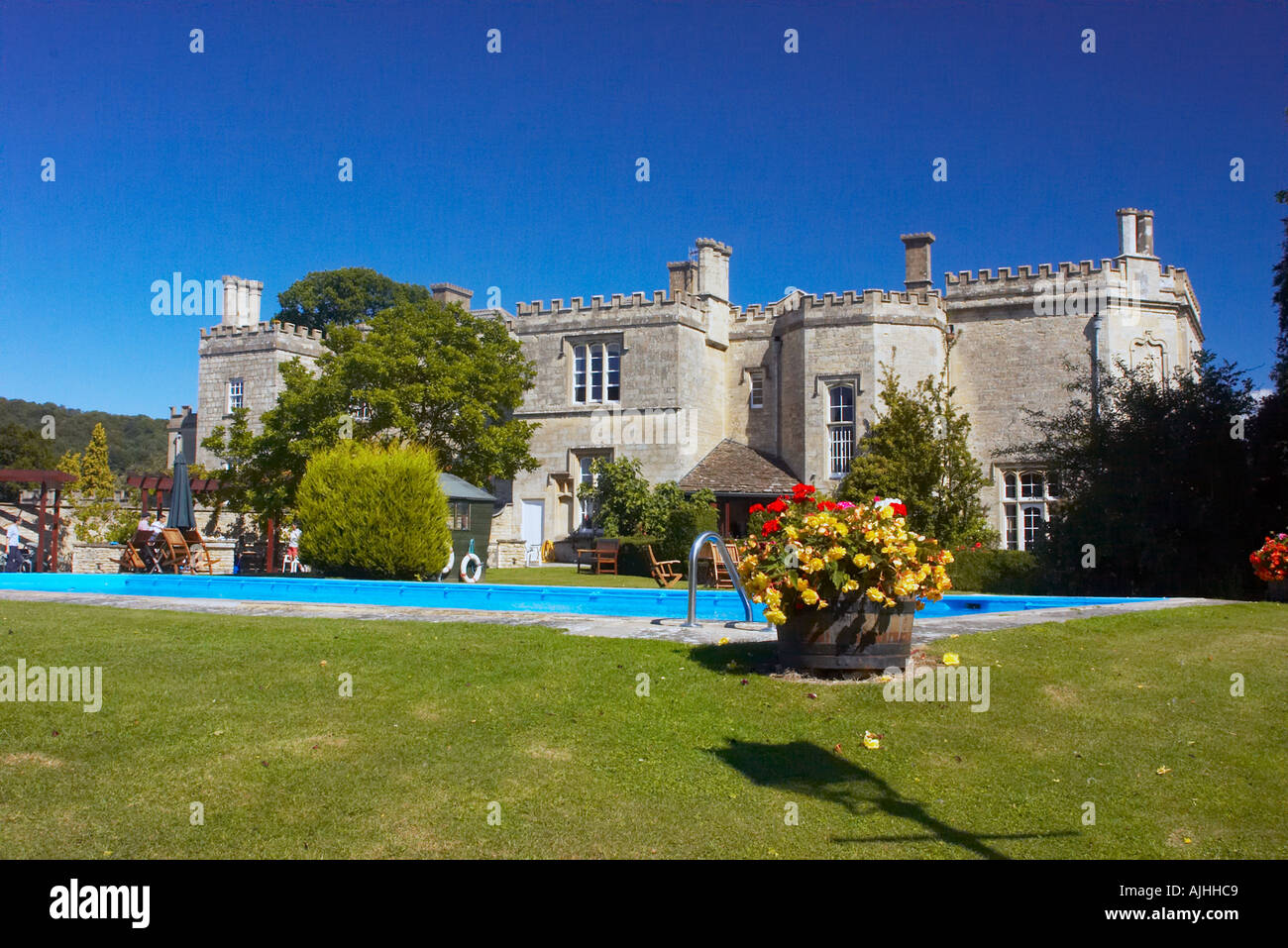 Stouts Hill Dursley Gloucestershire UK rear view including swimming ...