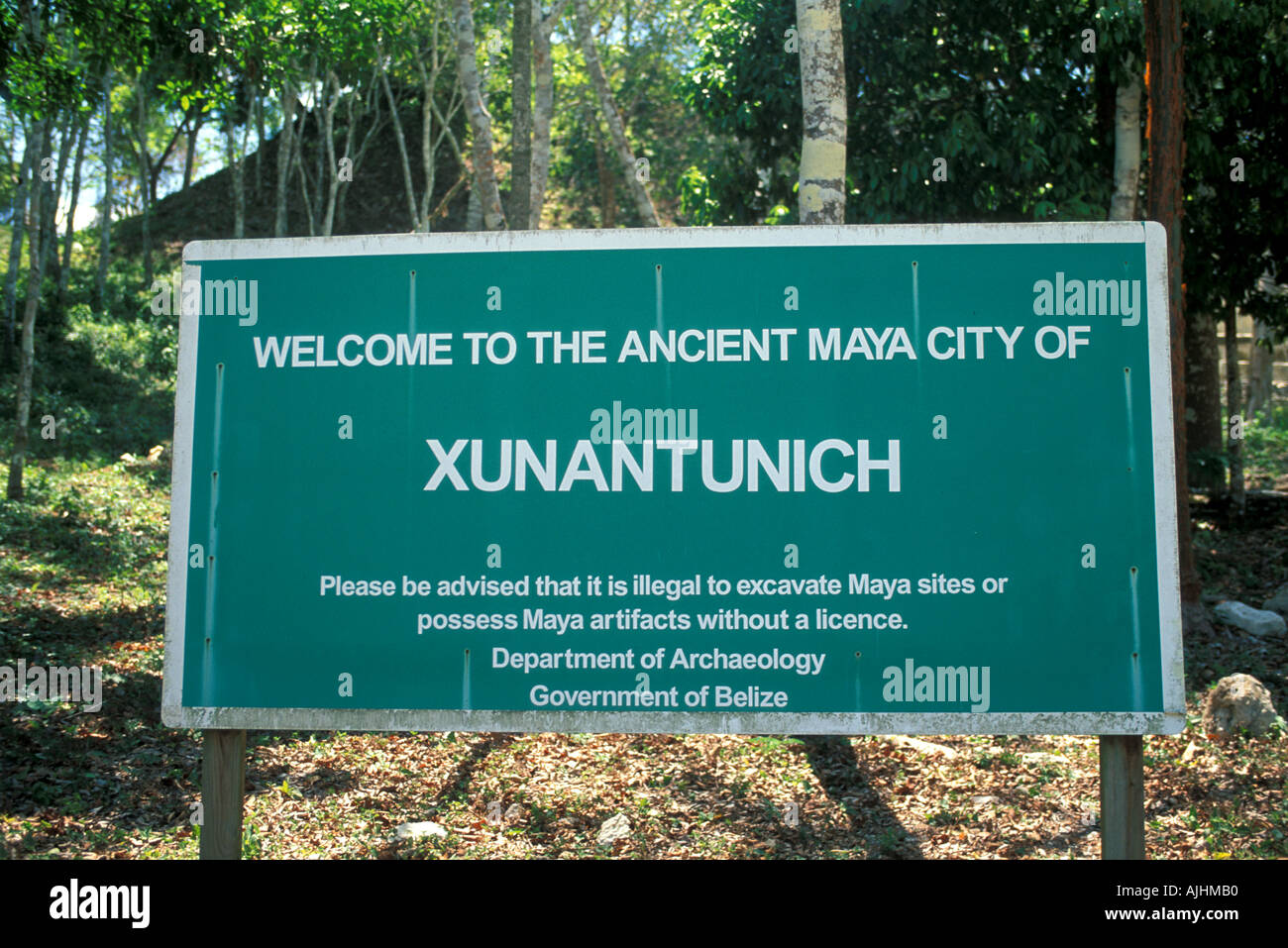 Belize Central America Xunantunich Maya Ruins Welcome Sign Stock Photo ...