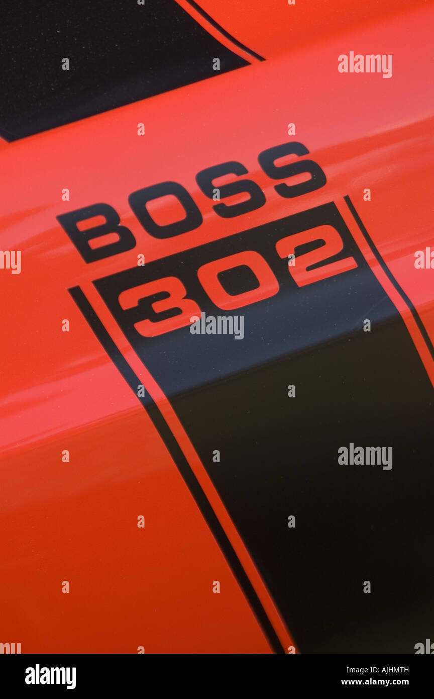 custom decal boss 302 V8 ford red black speed fast Stock Photo - Alamy