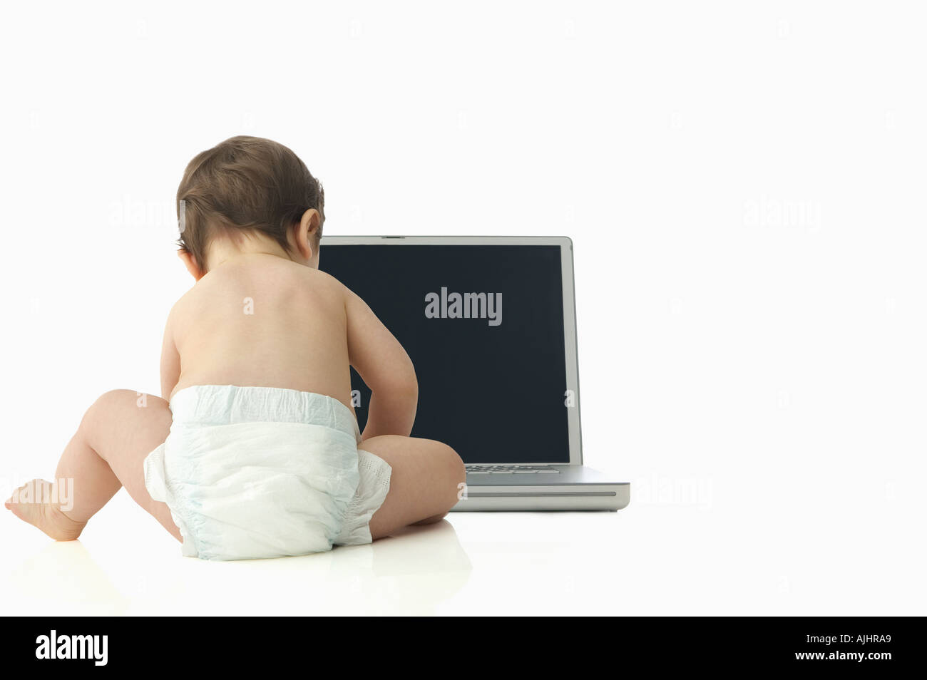 Boy computer rear view Cut Out Stock Images & Pictures - Alamy